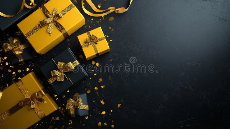 Yellow box with presents stock vector. Illustration of packet - 64773001