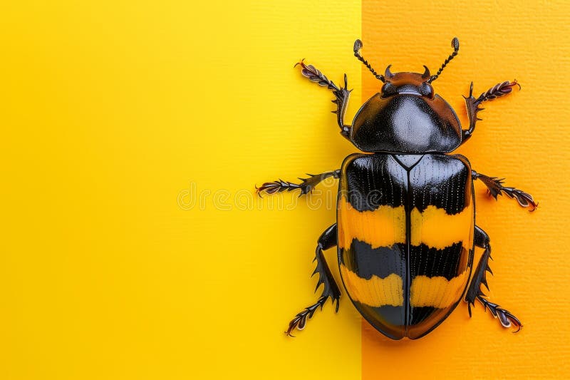 Black and Yellow Bug Isolated on Yellow Background Stock Image - Image ...