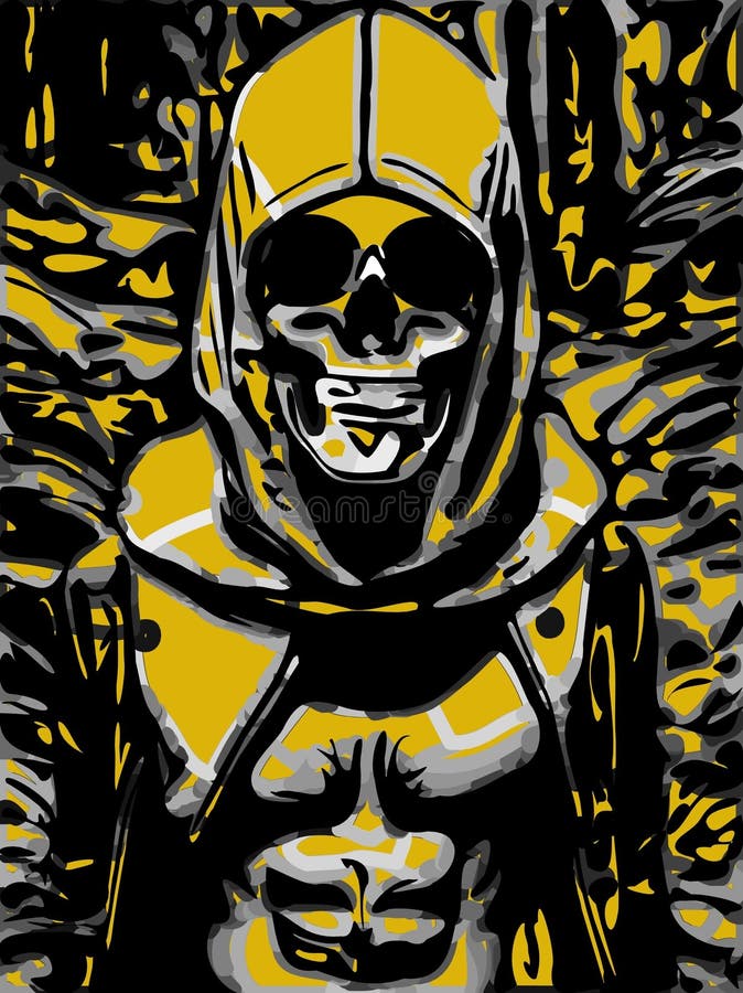 Black and Yellow Color of Monster Evil Cartoon Stock Illustration ...