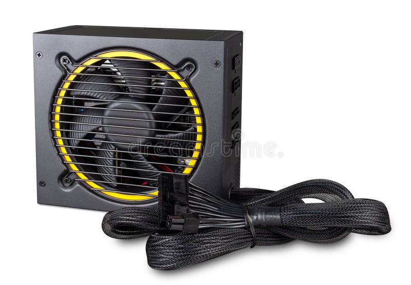 Black Yellow Computer Atx Format Modular Power Supply with Cables ...