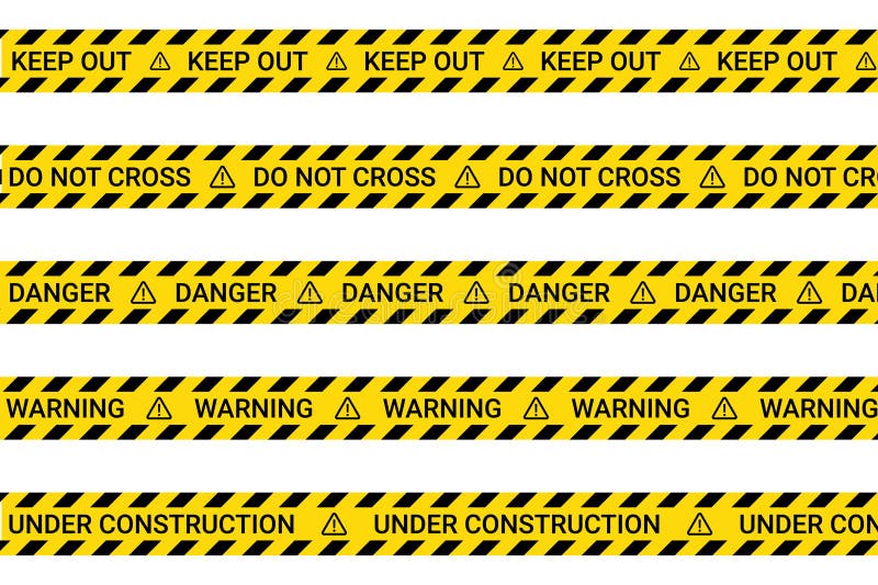 Black and Yellow Construction Border or Warning Caution Sign Stock ...