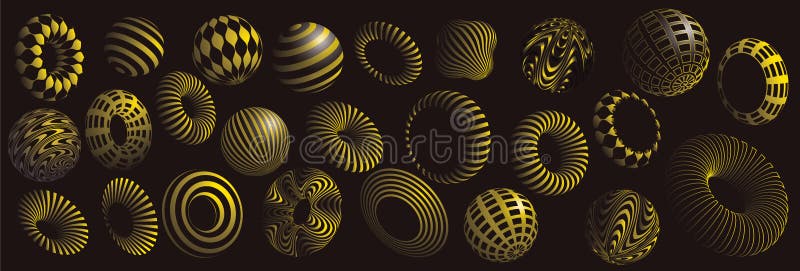 Black and Yellow 3d Shapes Vector Set Stock Vector - Illustration of ...