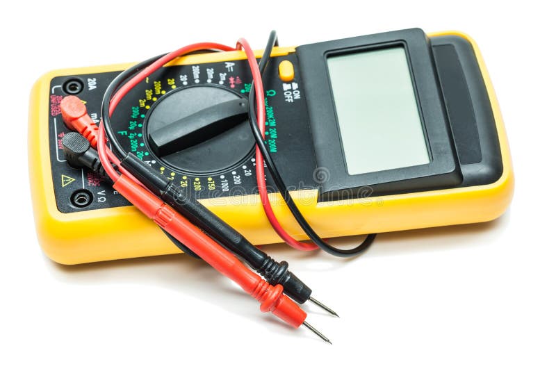 Black and Yellow Electrical Multitester Isolated on White Background ...