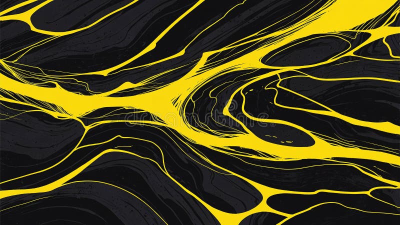 Black and Yellow Flowing Patterns Form a Bold, Dynamic Design with an ...