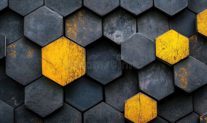 A Black and Yellow Hexagonal Pattern Stock Image - Image of yellow ...
