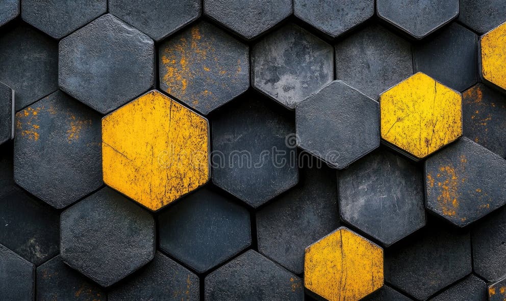 A Black and Yellow Hexagonal Pattern Stock Image - Image of yellow ...