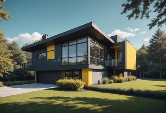 A black and yellow house stock illustration. Illustration of ...