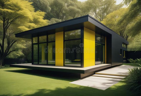 A black and yellow house stock illustration. Illustration of aesthetics ...
