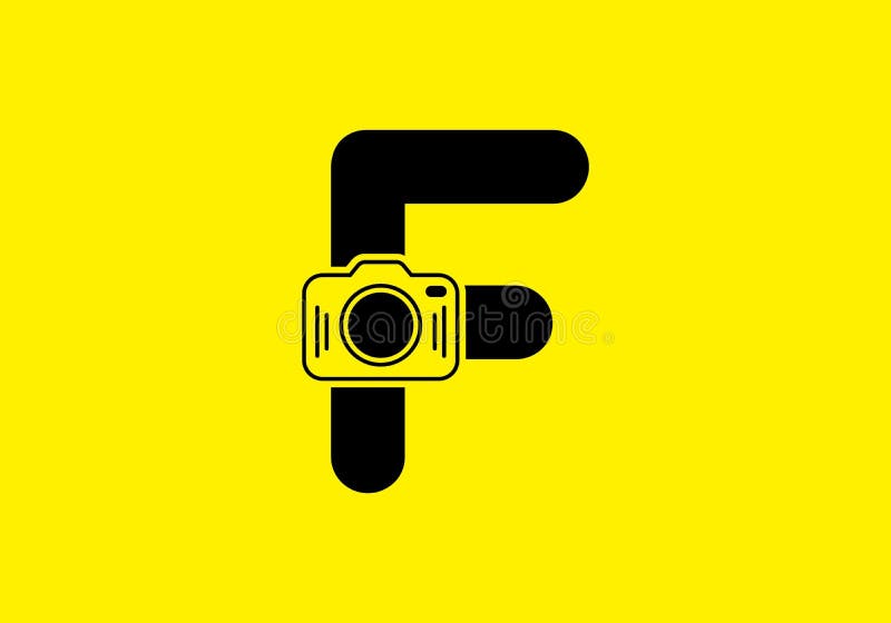 Black Yellow of Initial F Letter with Camera Stock Vector ...