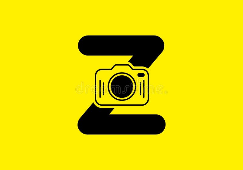 Black Yellow of Initial Z Letter with Camera Stock Vector ...
