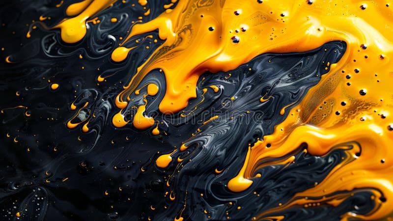 A Black and Yellow Liquid with Bubbles Stock Image - Image of fluid ...