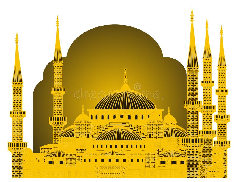 Black and yellow mosque stock illustration. Illustration of allah ...