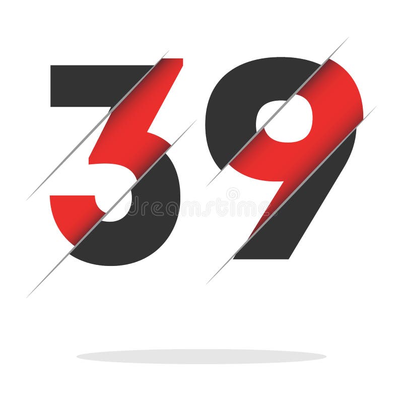 39 Black and Yellow Number Logo Design Cut in Half Stock Vector ...