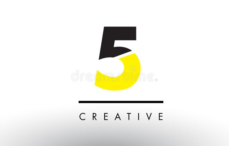 5 Black and Yellow Number Logo Design. Stock Vector - Illustration of ...