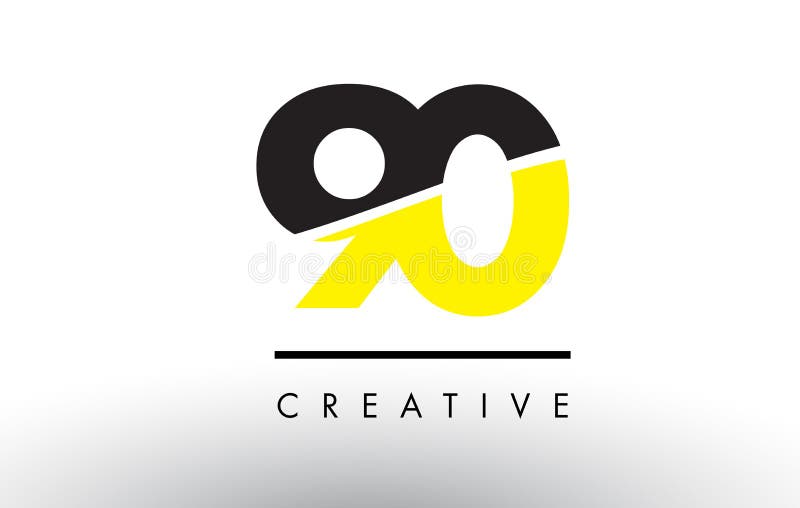 90 Black and Yellow Number Logo Design. Stock Vector - Illustration of ...