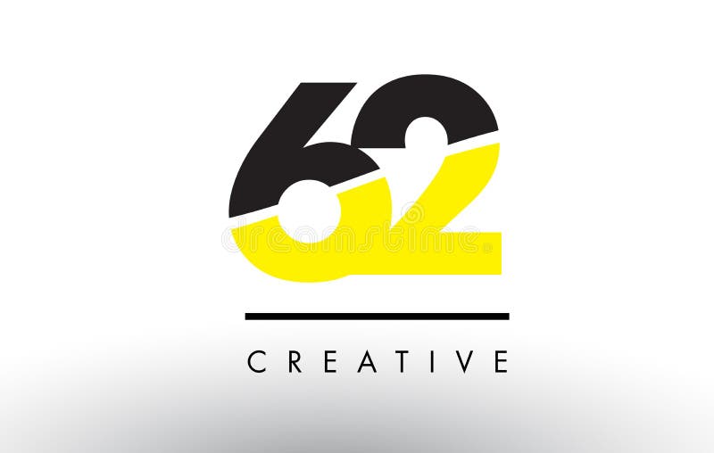 62 Black and Yellow Number Logo Design. Stock Vector - Illustration of ...