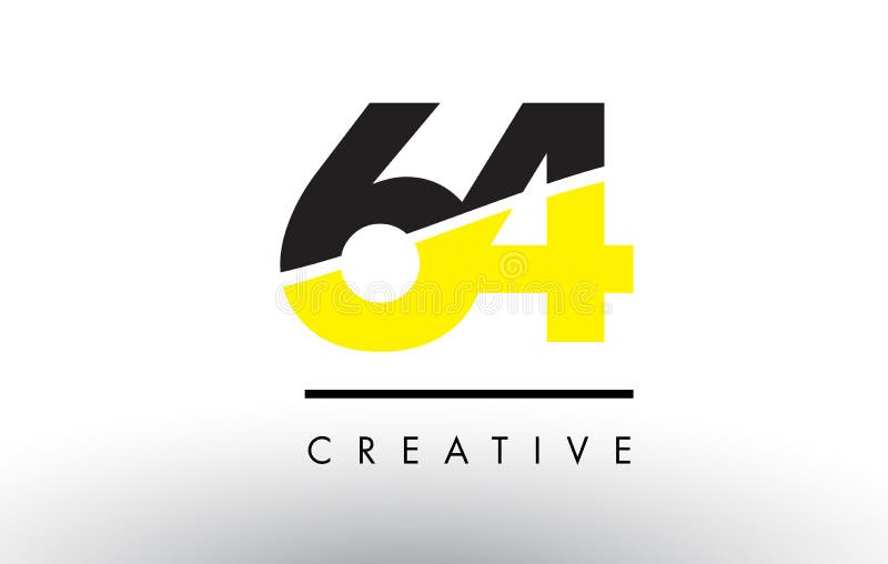 64 Black and Yellow Number Logo Design. Stock Vector - Illustration of ...