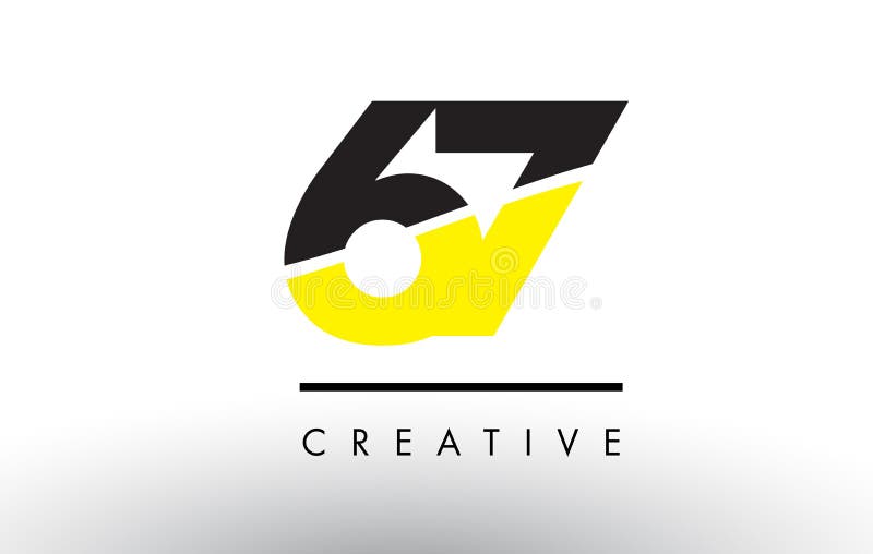 67 Black and Yellow Number Logo Design. Stock Vector - Illustration of ...