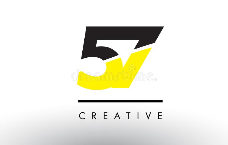 57 Black and Yellow Number Logo Design. Stock Vector - Illustration of ...