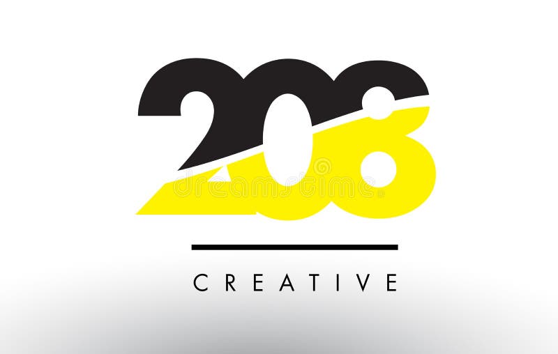 208 Black and Yellow Number Logo Design. Stock Vector - Illustration of ...