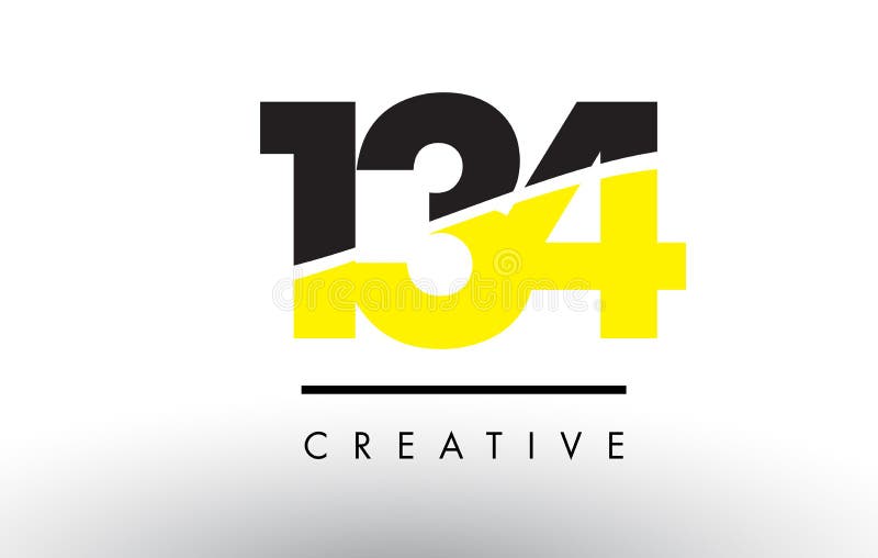 134 Black and Yellow Number Logo Design. Stock Vector - Illustration of ...