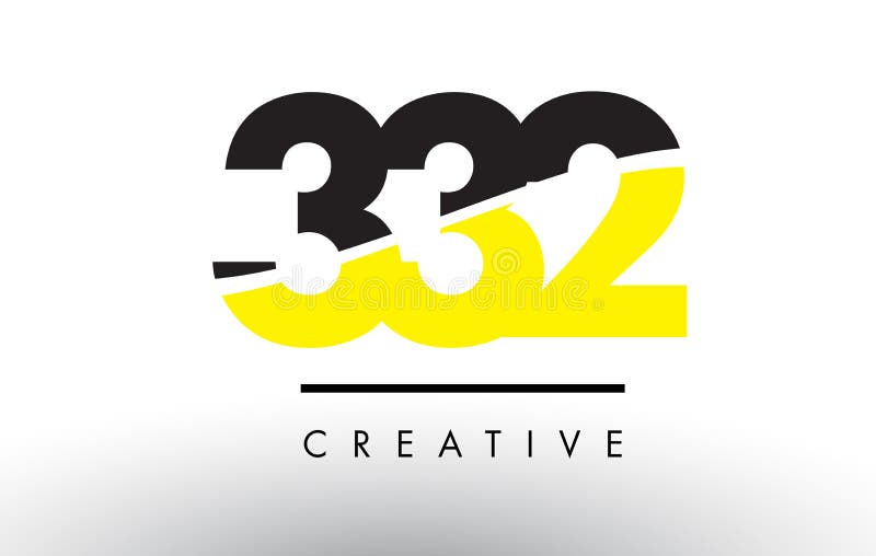 332 Black and Yellow Number Logo Design. Stock Vector - Illustration of ...