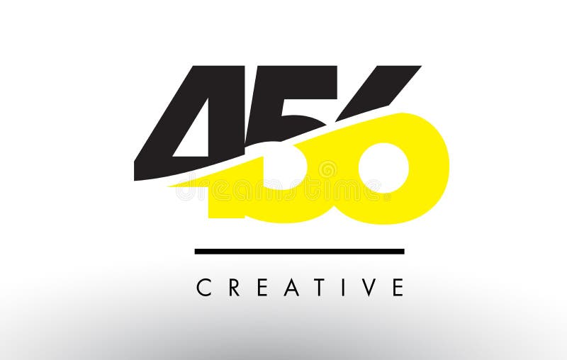 456 Black and Yellow Number Logo Design. Stock Vector - Illustration of ...
