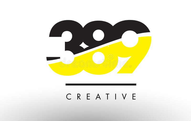 389 Black and Yellow Number Logo Design. Stock Vector - Illustration of ...