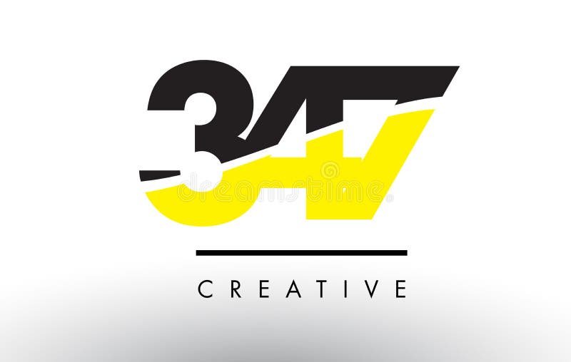 347 Black and Yellow Number Logo Design. Stock Illustration ...