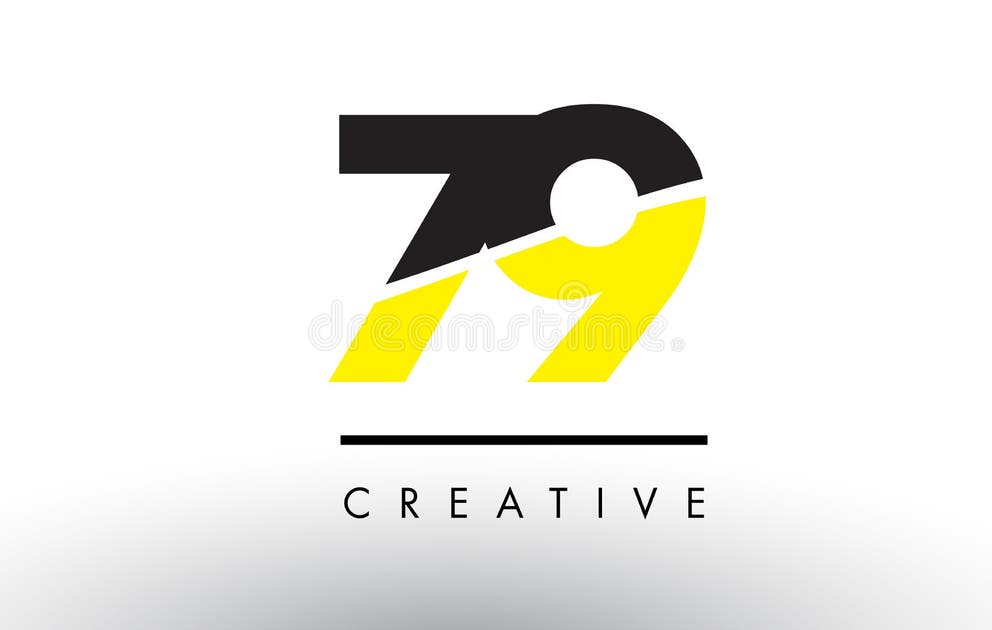 79 Black and Yellow Number Logo Design. Stock Vector - Illustration of ...