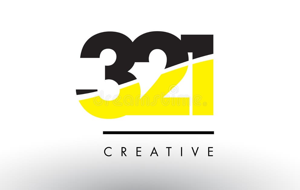 321 Black and Yellow Number Logo Design. Stock Vector - Illustration of ...