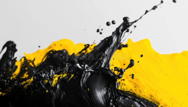Black and Yellow Paint Splash on a White Background Capturing Motion ...