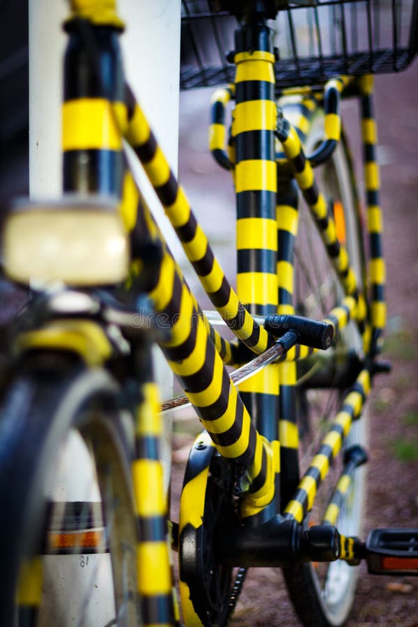 Black and Yellow Painted Retro Bicycle Stock Photo - Image of lifestyle ...