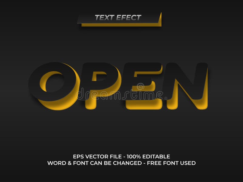 Black Yellow Paper Text Effect Cutout Open Style. Editable Text Font ...