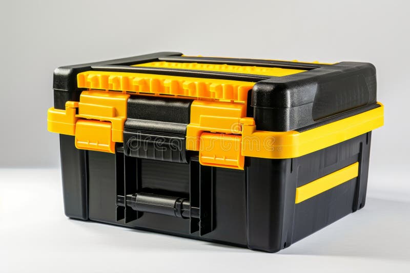 Black and Yellow Portable Tool Box with Secure Locks, Isolated on White ...