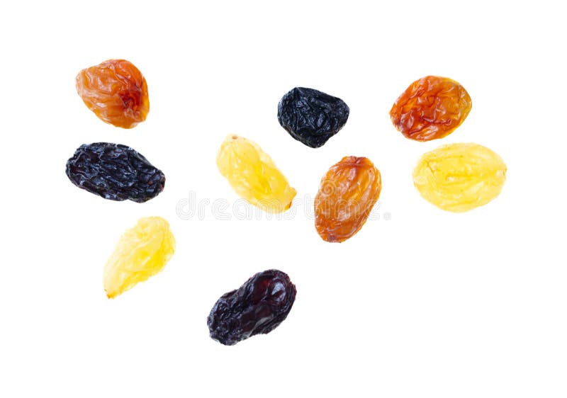 Black and Yellow Raisins Isolated on White Background. Stock Photo - Image of yellow, black ...