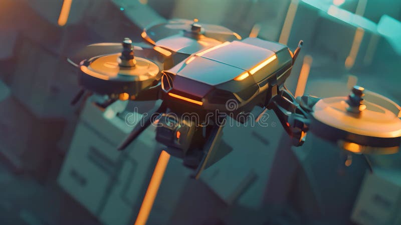 A Black and Yellow Remote Controlled Flying Device Delivering Packages ...