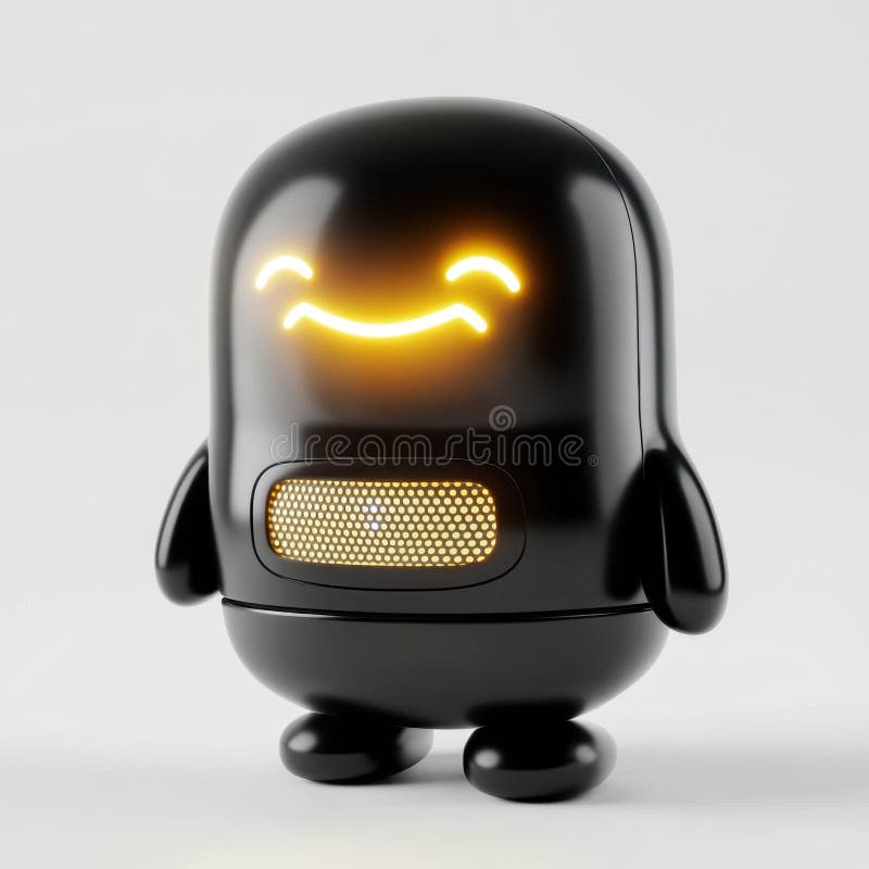 A Black and Yellow Robot with a Smiling Face Stock Illustration ...