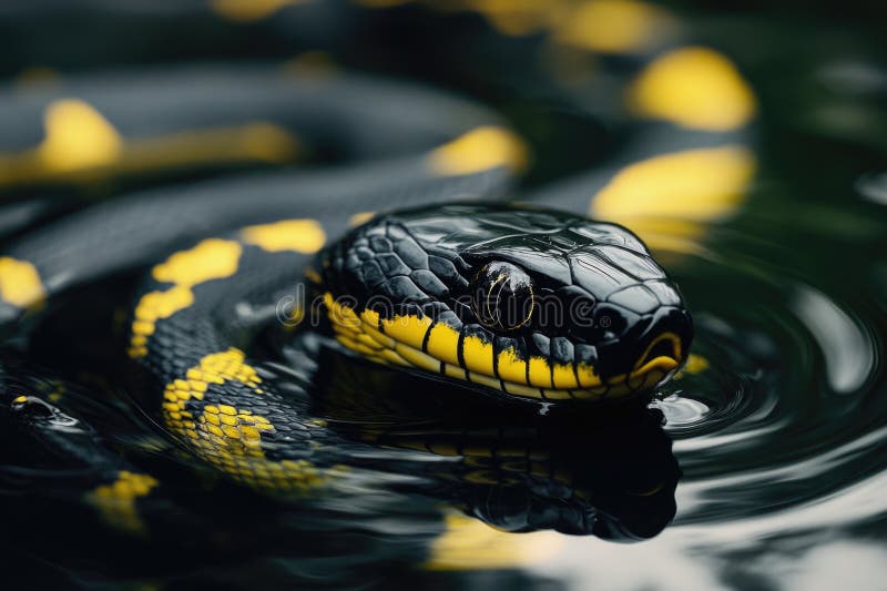 Snake in water stock photo. Image of fish, river, body - 378277776