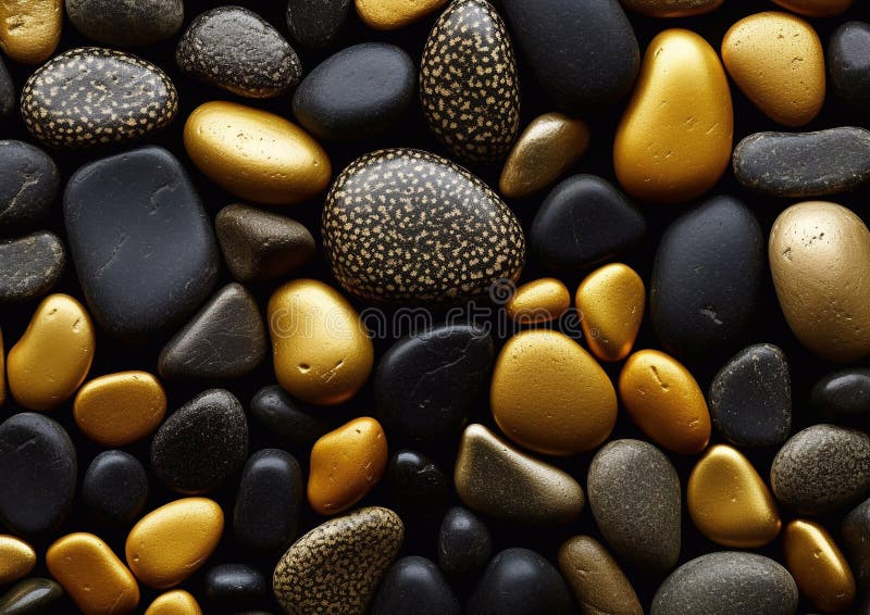 Black and Yellow Stones with Various Shape.Macro.AI Generative Stock ...