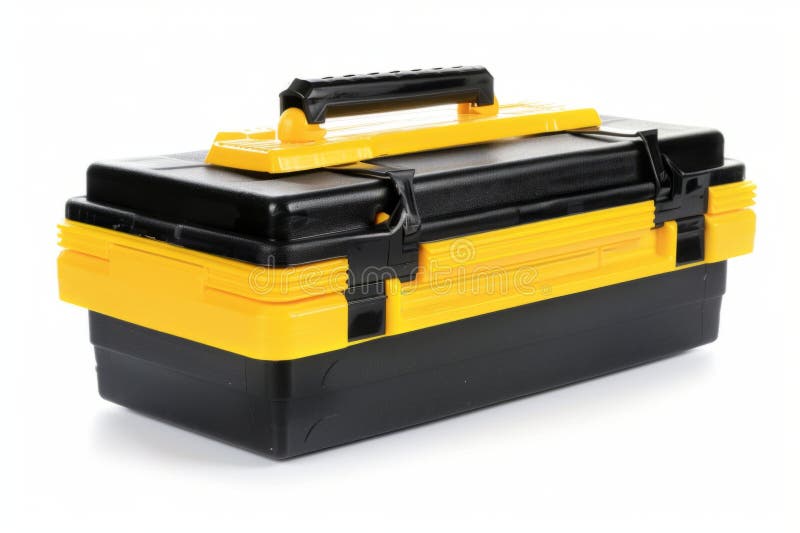Sturdy Black and Yellow Toolbox for Organizing Tools. Classic Design ...