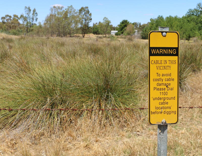 Warning, Underground Electricity Cables Sign Stock Image - Image of ...