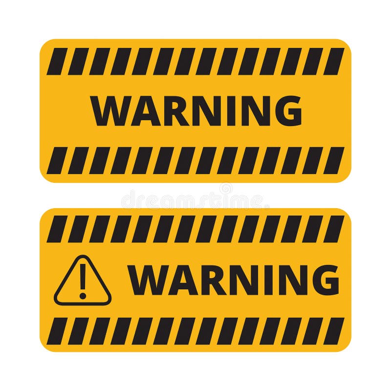 Black and Yellow Warning Signs on a White Background Stock Illustration ...
