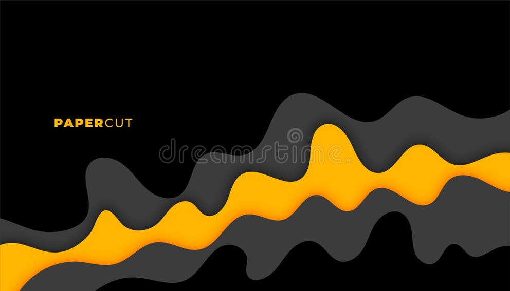 Black and Yellow Wavy Shadow Poster in Papercut Style Stock Vector ...