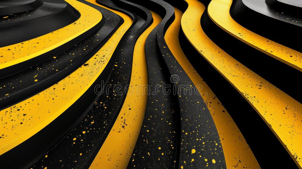 Black and Yellow Wavy Stripes Stock Illustration - Illustration of ...