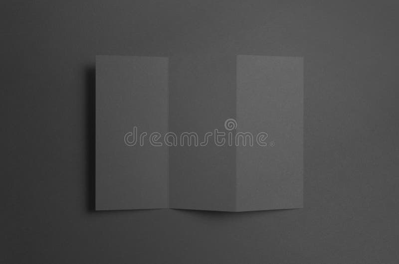 Black A4 Z-Fold Brochure Mock-Up Stock Photo - Image of simple ...