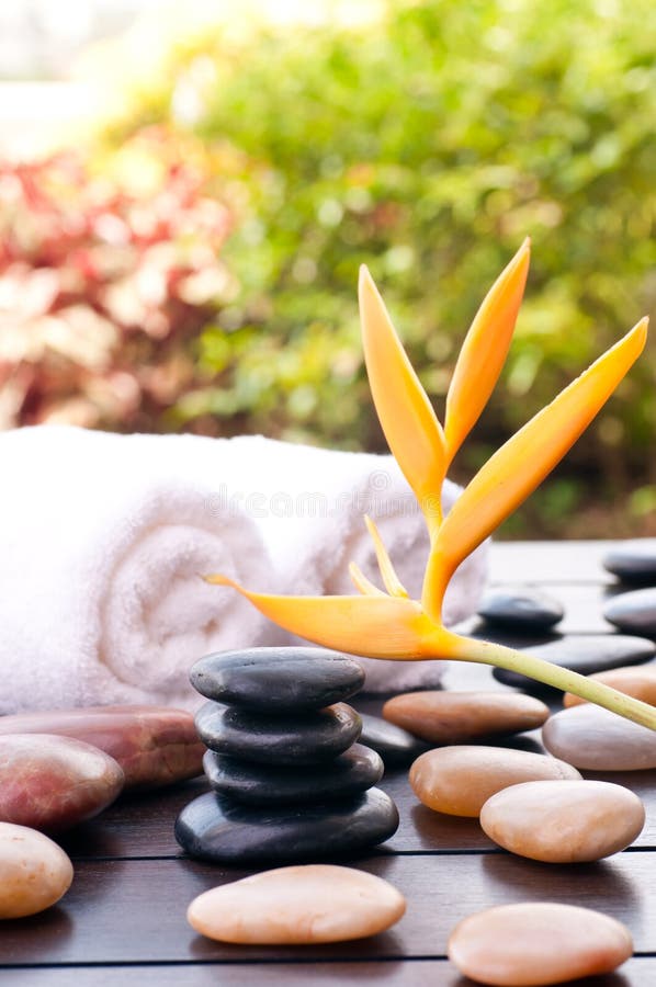 Black Zen Stones Outdoor Spa Concept Stock Image - Image of peaceful ...