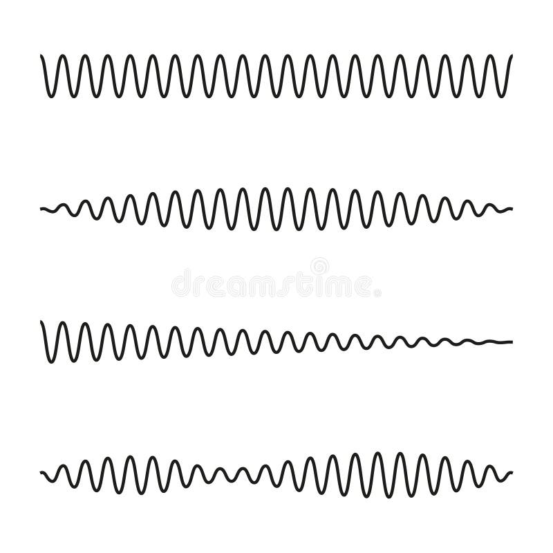 Black Zigzags Lines Springs on White Background. Wave Pattern. Vector ...