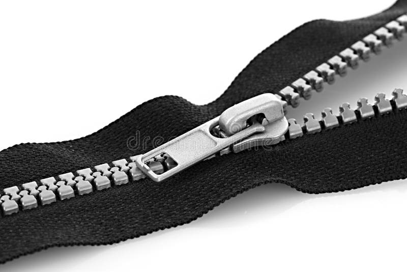 Black Zipper Closeup Isolated Stock Image - Image of series, white ...