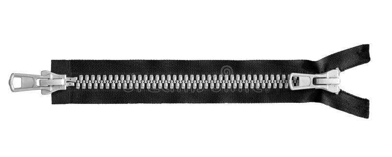 Black Zipper Closeup Isolated on White Stock Photo - Image of isolated ...